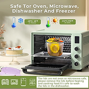 8 Piece Round Glass Storage Containers with Lids, Leak Proof 3 Cup Glass Containers for Soup, Lunch, Salad, Leftover, Ice Cream, BPA-Free Lids with 4 Locking Tabs, Microwave, Dishwasher, Freezer Safe