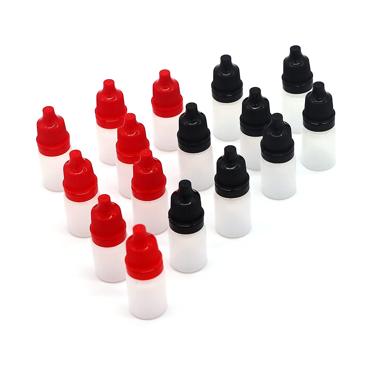Ewanda store 50pcs Empty Eye Dropper Bottles 5ml Plastic Squeezable Dropper Bottles Eye Liquid Dropper Dropping Bottles(Red Cap)