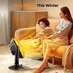 Kismile Oscillating Parabolic Space Heater with Thermostat and Timer, Radiant Dish Heater with Tip-Over and Overheating Protection For Indoor Use, 1000w