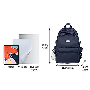 BILIPOPX Kawaii Backpack with Cute Accessories Aesthetic 15.6 Inch Laptop Backpack Pendant (Deep Blue)