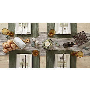 DII Woven Basic Tabletop Collection Chevron Table Runner, 15x72, Gray