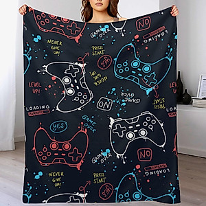 Video Game Controller Print Blanket Soft Warm Plush Throw Blanket Games Console Flannel Blanket Couch Bedroom Living Room Camping Travel Blanket (Style 2, 50" x 40")