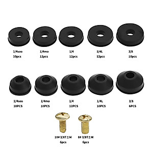 The Lord of the Tools 116PCS Faucet Washers Kit with Multi-Size Flat Washers Angled Washers Brass Screws for Faucet Repair Bathroom Kitchen Household Appliances