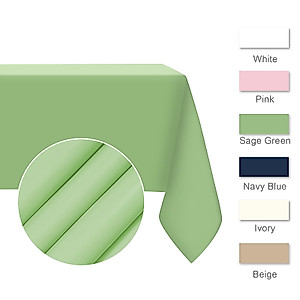 2 Pcs Sage Green Tablecloth Plastic 54 ×108 Inches Rectangle Sage Green Tablecloth Disposable Plastic Waterproof Table Cover for Outdoor Picnic, Kitchen, Holiday Birthday Wedding Baby Shower Party