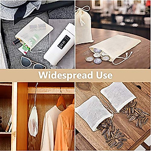 Chielor 50 Pieces Cotton Drawstring Bags, Reusable Muslin Bag Sachet Bag Gift Bag Jewelry Pouch for Wedding Party Home Supplies, Natural Unbleached Coffee/Spice/Tea/Herbs/Soup Bags (3 by 4 Inches)