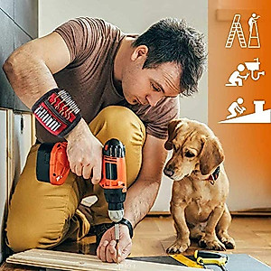 Magnetic Wristband, Perfect for Dad, Tool Belt with 15 Magnets for Holding Screws, Nails, Drill Bits, Cool Gadgets for Men, Women, Dad, Husband, Carpenters(red)1