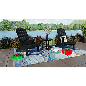 PolyTEAK Folding Adirondack Chair Set of 4, Premium Weather Resistant Poly Lumber, Outdoor Patio Furniture, Up to 300 lbs, Plastic Adirondack Chairs for Garden Fire Pit, Classic Collection - Black