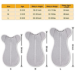 WODHOY Transition Swaddle, 2 Pack Baby Sleep Sack 3-6 Months Arms up Swaddle with Arms in/Out, 2-Way Zipper 100% Cotton 0.5 TOG Comfy Transitional Swaddle Sack Baby Swaddle for Boy Girl (Medium)