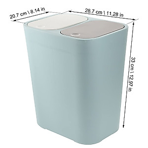 BESPORTBLE Classified Trash Can Dual Compartment Wet Dry Classified Rubbish Bin Waste Can Dustbin Trash Bin Recycle Garbage Container for Home Toilet, Blue