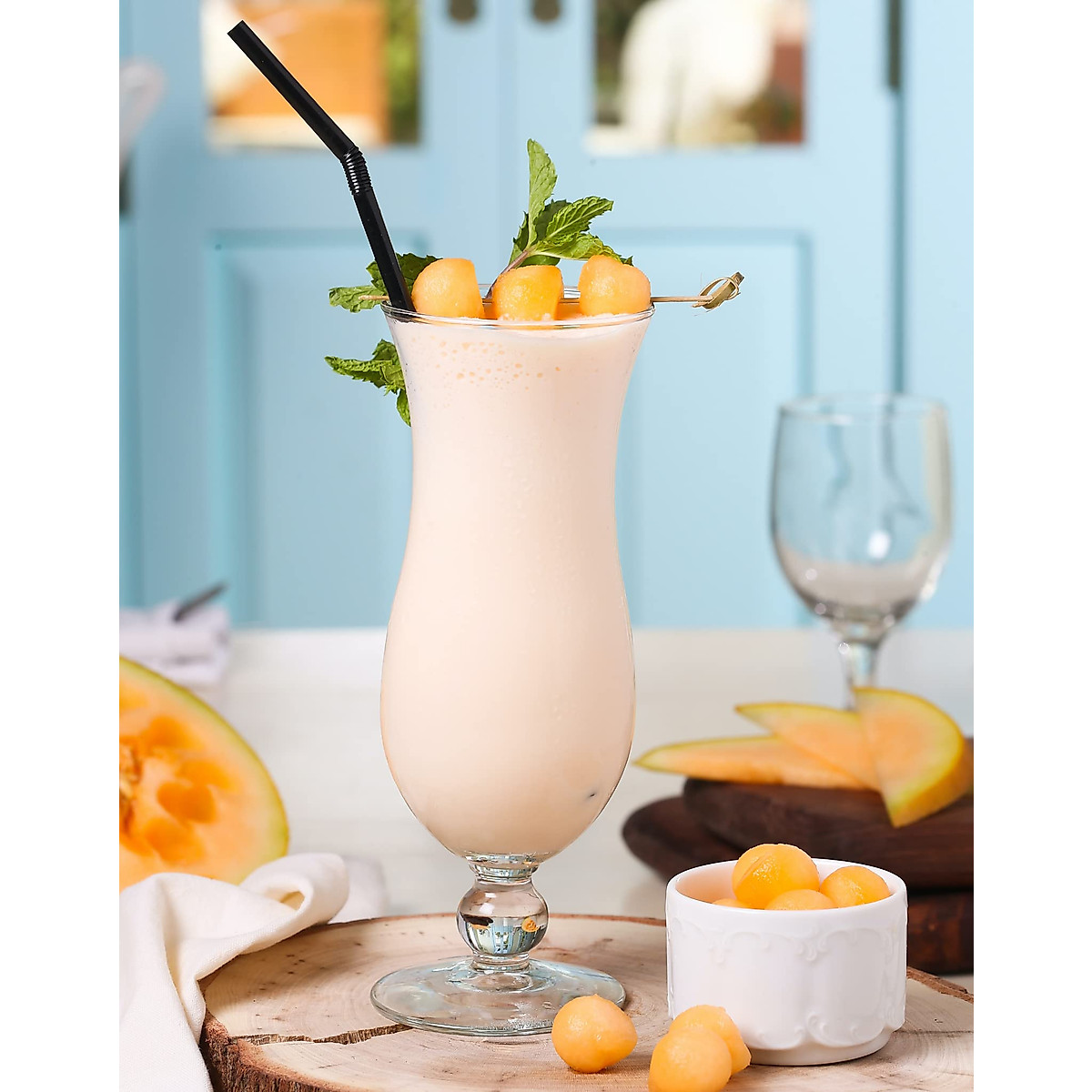 Cheardia 6 Pack Plastic Hurricane Glass, 13.5 oz Pina Colada Glasses Break-Resistant Clear Tulip Drinking Cups for Juices, Cocktails, Full-Bodied Beer, Tropical Drinks, Water, Beverages