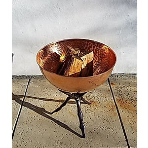 Passage FP-23-HC-CS Fire Pit & Collapsible Stand, Hammered Copper