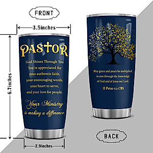 FROOBLEQUIRK 20 Oz Tumbler for Men, Ministry Appreciation, Retirement, Youth Pastor Birthday Christmas Cup Mug, Religious Scripture, Baptism Christian, Pastoral Gift