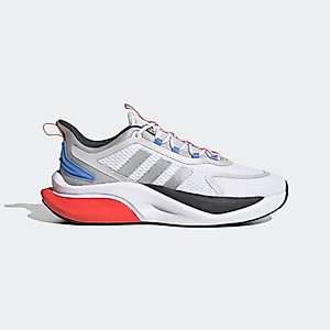 adidas Men's Alphabounce+ Running Shoe, White/Silver Metallic/Blue Fusion, 9