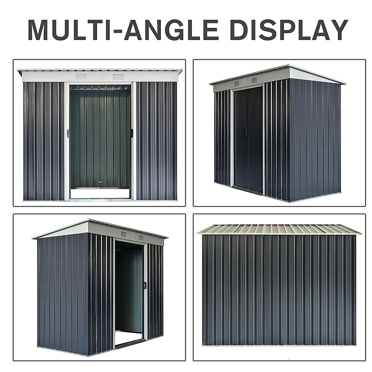 Outsunny 7' x 4' Metal Outdoor Storage Shed, Garden Tool Storage House Organizer with Sliding Doors, Lock and 2 Vents, for Backyard Patio Lawn, Gray