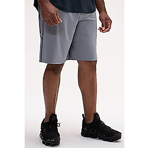 DEVOPS Men's 2-Pack Loose-Fit 10" Workout Gym Shorts with Pockets (Large, Black/Steel)