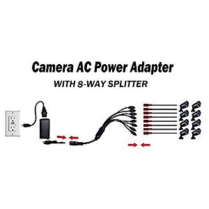 UpBright 12V 5A 60W AC/DC Adapter + 8 way splitter Compatible with Premium 5Amp Night Owl Cameras Q-See Lorex CCTV Camera Zmodo Swann IR Security Camera 12VDC DC12V Power Supply Cord Cable Charger PSU