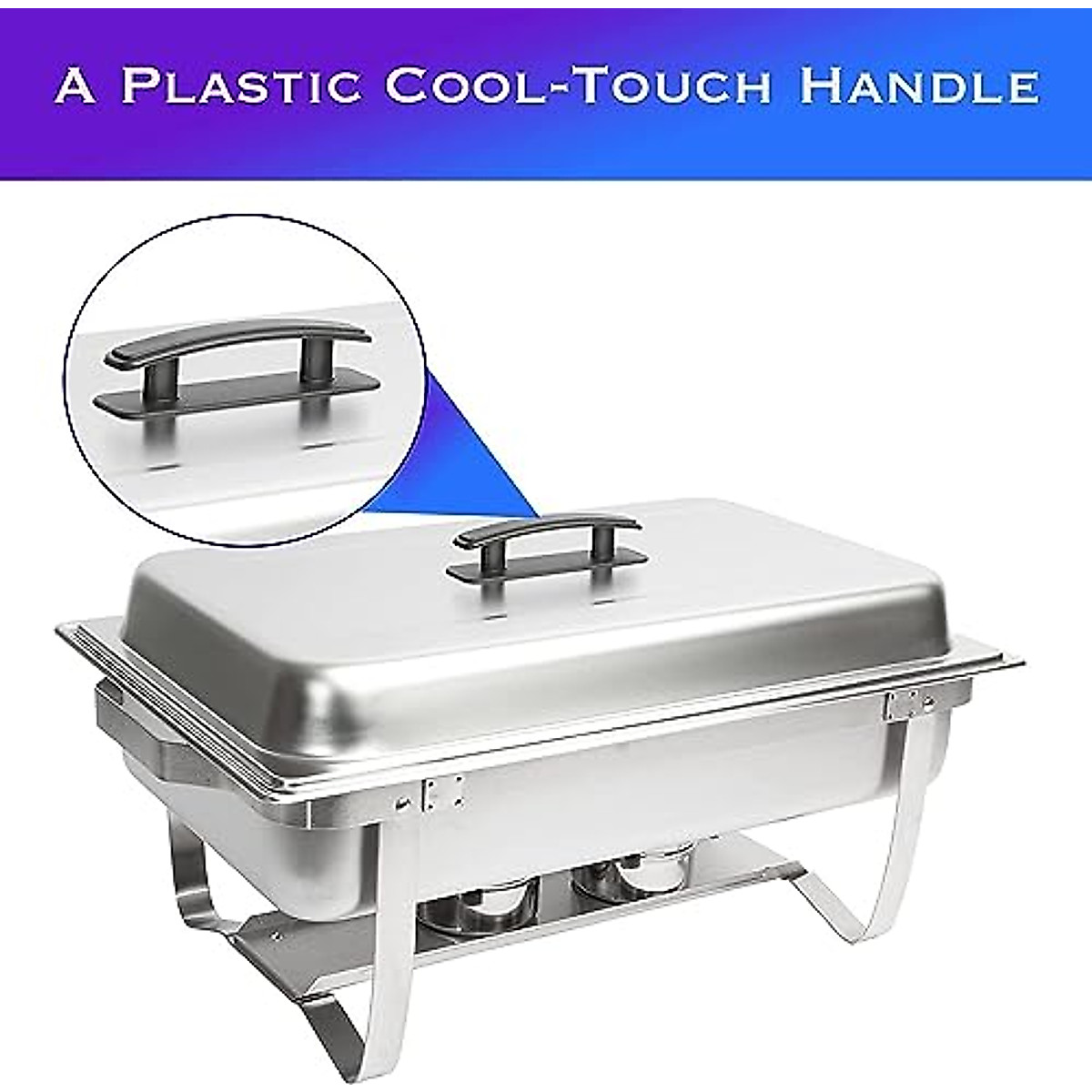 Chafing Dish Buffet Set (4 Pack) Chafers 8QT Buffet Servers And Warmers, Chaffing Servers With Covers, Catering, Chafer, Folding Stand, Food Warmer For Parties Buffets