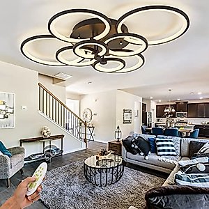 40.05inch Modern LED Ceiling Light, 8 Rings Ceiling Light Fixture,Dimmable Circle Flush Mount LED Ceiling Light for Bedroom , Dining Room, Kitchen with Remote (Medium 8 Ring/40.5x32.3x4.92in/106w)