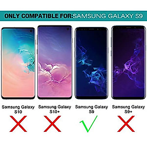 SURITCH Case for Samsung Galaxy S9,【Built in Screen Protector】【Support Wireless Charging】 Rugged Back Cover Hybrid Bumper 360 Protective Case Matte Shockproof for S9 Case 5.8"(Black)