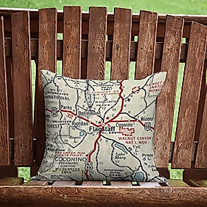 Flagstaff Arizona Map Outdoor Pillowcase Sweet Home Accent Waterproof Pillowcase Abstract Decorative Cushion Cases Home Decor for Patio Funiture Garden 18x18in