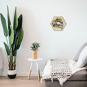 Trend Setters Harry Potter - Hufflepuff - Utilitarian Romance - 11.5” X 10” Hexagon KNEXAGON Wood Print – Tabletop Display, Hang Alone or Connect to Other Pieces – Officially Licensed Collectible