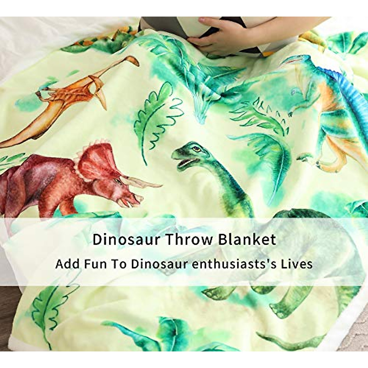 Jurllyshe Dinosaur Throw Blanket Dino Blanket for Boys Dinosaur Gifts for Dinosaur Lovers Kids and Adults (50"x60", Green Dinosaur)