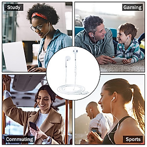 NOBVEQ 2 Packs Earbuds for iPhone Headphones Wired Earphones (Built-in Microphone & Volume Control) Headsets for iPhone 14/13/12/11/SE/XR/8/7 Support All iOS-System, Sport Headphone with Mic - White