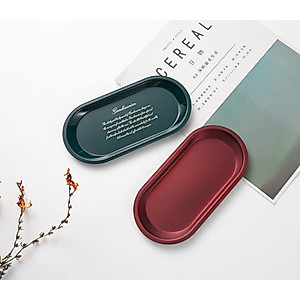 2 Pack Stainless Steel Jewelry Tray for Bathroom Tray Makeup Cosmetic Trays Towel Napkin Storage Fruit Jewelry Organizer Candle Holder