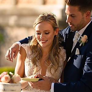 J&A Homes Rose Gold Wedding Cake Knife Server Set and Toasting Flutes - Reception Bride Groom Wedding Party Champagne Glasses Pie Cake Cutting Engagement Gift