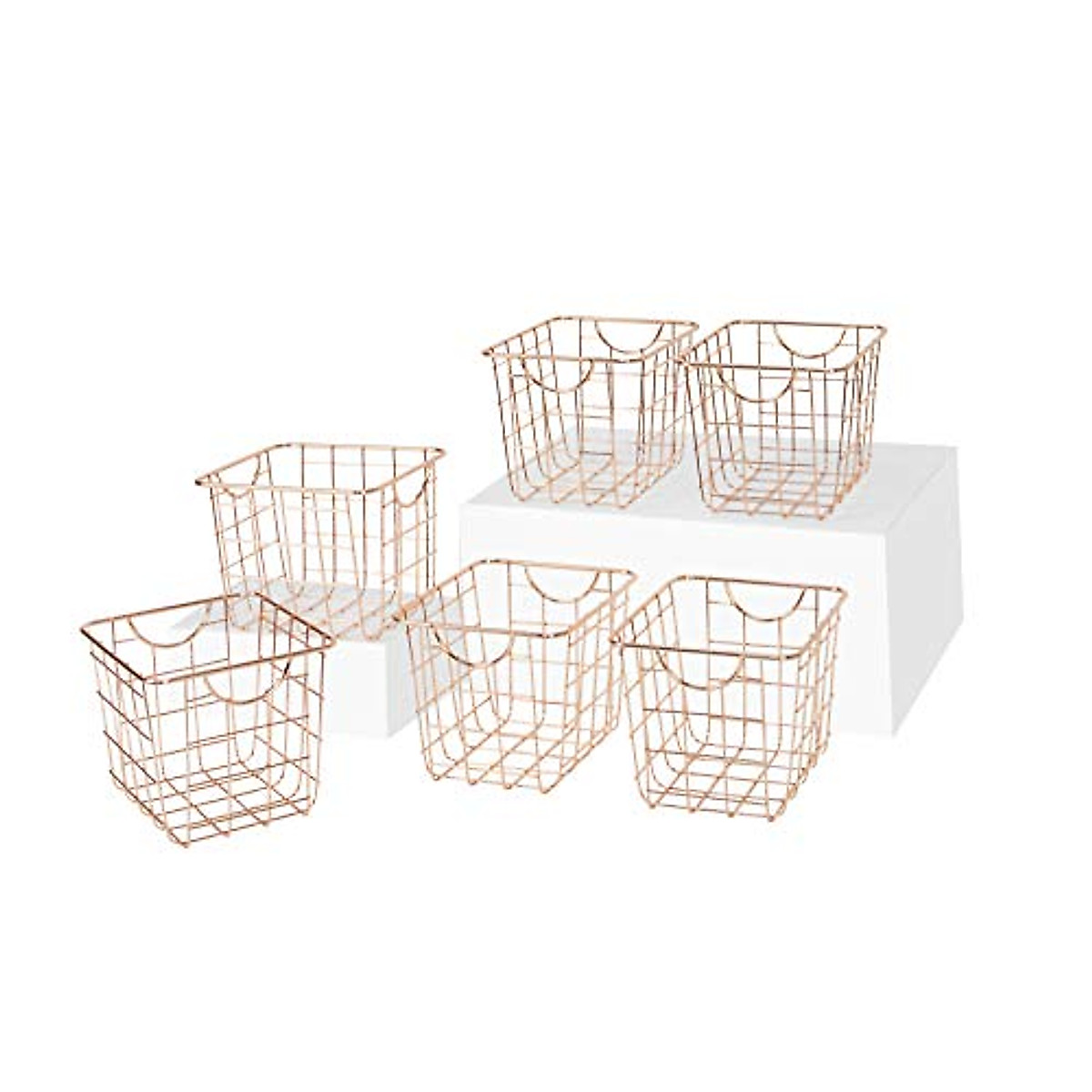 Spectrum Diversified Wire Pet, Toy, Office, Dorm Storage Bin Organizer, Basket, Mini, Pack of 6, Copper