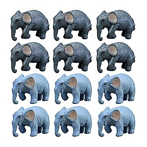 LUOZZY 12pcs Mini Elephants Miniature Animals Figurines Cartoon Elephant Bonsai Garden Elephant Models