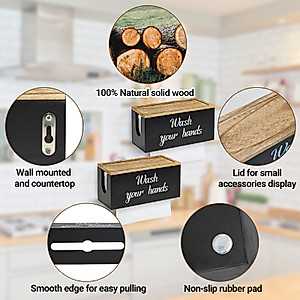 Solid Wood Paper Towel Dispenser Wall Mount, Commercial Paper Towel Holder with Lid Countertop, C-Fold, Z-Fold, Trifold Paper Towel Dispenser Hand Towel Holder for Bathroom and Kitchen