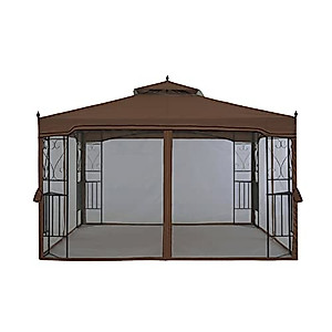 MASTERCANOPY 10x10 Patio Gazebo with Netting Screen Walls for Lawn, Garden, Backyard and Deck Brown