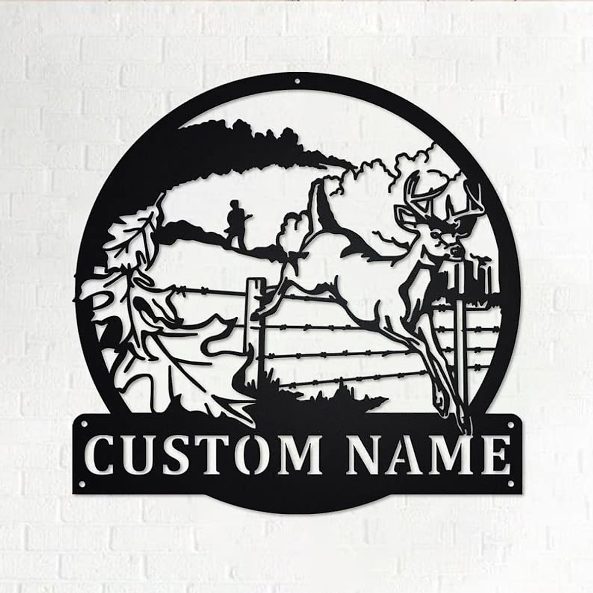 INDOCHI Custom Buck Deer Metal Wall Art, Personalized Buck Deer Name Sign Decoration For Room, Buck Deer Home Decor, Custom Buck Deer