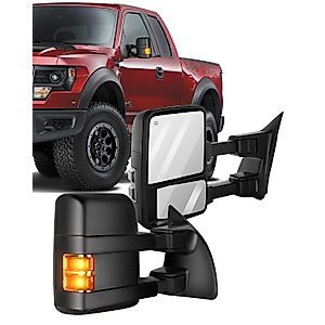 ECCPP Tow Mirrors for 1999-2016 for Ford for F250 for F350 for F450 for F550 Super Duty Towing Mirrors Manual Adjusted Smoke Signals Lamps Pair Mirrors Driver Side & Passenger Side No Heat