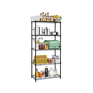 5-Tier Metal Wire Shelving Unit Kitchen Shelf Organizer Garage Storage Rack Utility Shelf Snack Shelf, NSF Certified Storage Shelves for Storage, Garage Shelving Kitchen Storage Shelf Pantry Shelves