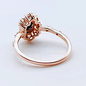 Blue Sandstone Vintage Ring Round Cut Ring Galaxy Ring Outer Space Ring Nebula Ring Bridal Wedding/Engagement Ring Rose Gold Plated Promise Ring Beautiful Handmade Gift Ring BY FOREVER GEMS & JEWELS