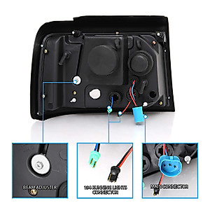 AmeriLite LED Halo Bar Projector Replacement Halogen Car Headlights Set For Ford F-150/F250/F350/Bronco - Passenger Right and Driver Left Side, Vehicle Light Assembly, Black