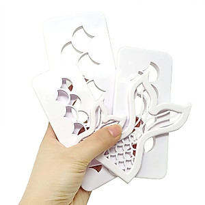 Honbay 5PCS Plastic Mermaid Scale Tail Cake Fondant Cutter Cookie Cutter Mermaid Mold Cake Border Decorating Tool for Mermaid Birthday Party Cake Decorating Supplies