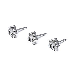 Silver House Metal Map Push Pins