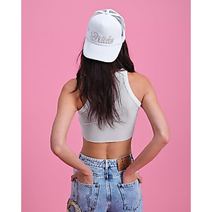 xo, Fetti Bachelorette Bride White Trucker Hat - Detachable Veil | Bach Party Decorations, Pearl Bride to Be Head Accessory, Bridesmaid Gift, Engagement Party Supplies, Cute Garden Party Cap