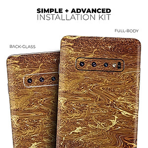 DesignSkinz Molten Gold Digital Foil Swirl V2 Protective Vinyl Decal Wrap Skin Cover Compatible with The Samsung Galaxy S20 (Screen Trim & Back Glass Skin)