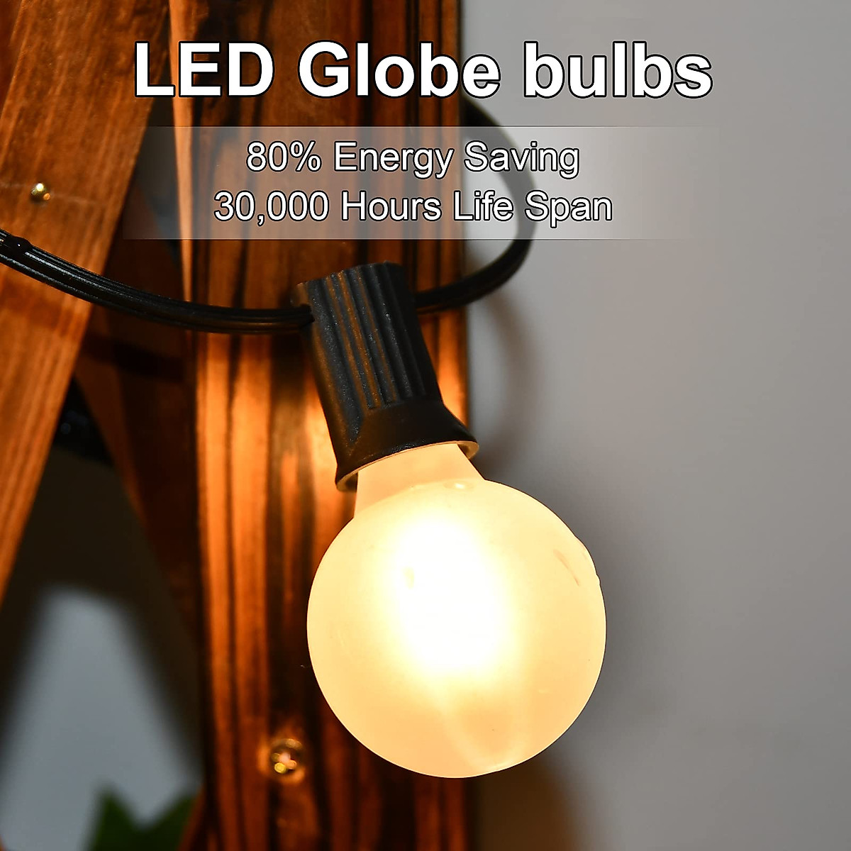 G40 Led Frosted White Replacement Light Bulbs, E12 Led Candelabra Globe Light Bulbs, 1.5 Inch Frosted String Lights Bulbs for Indoor Outdoor, 0.6 Watt E12/C7 Base Chandelier Light Bulbs-25 Pack