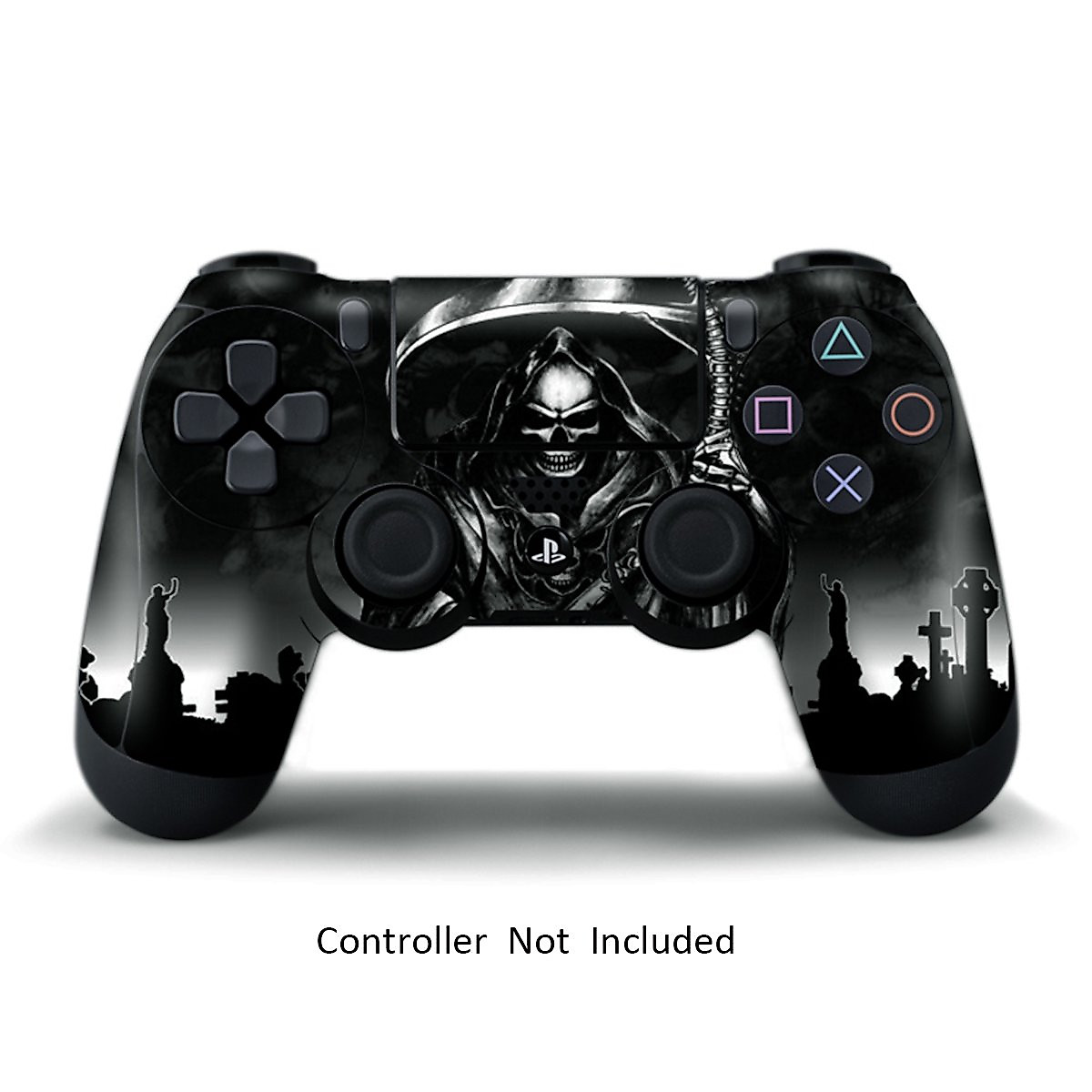 GameXcel Skins Compatible with PS4 Controller - Stickers Compatible with Playstation Dualshock 4 - Decals Cover Skin Accessories Compatible with PS4 Slim Controllers - Reaper Black