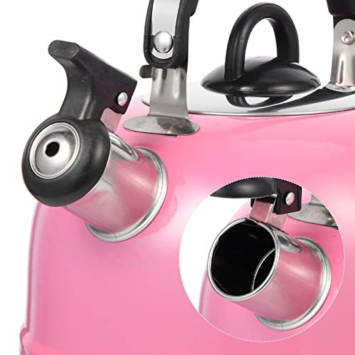 Whistling Stovetop Tea Kettle Stainless Steel Teapot Hot Water Fast to Boil Water Kettle Pot with Cool Touch Ergonomic Handle Loud Whistle for Tea Coffee Milk Etc Gas Electric Applicable (pink)