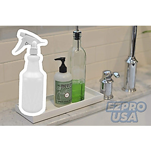 EZPRO USA 24 oz Empty Spray Bottles for Cleaning Solutions, Spray bottle 24oz, Professional Industrial Commercial with Measurements Mist Sprayer, Transparent Natural Color, Pack of 3