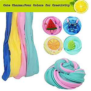 SpottyHippo 4 Packs Butter Slime,Yellow Lemon,Blue Stitch,Pink Watermelon and Mint Green Slime,Super Soft and Non-Sticky, Party Favors for Boys and Girls
