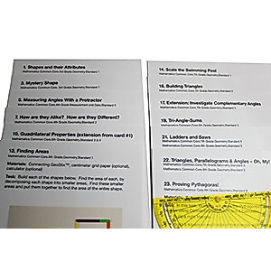 Curious Minds Busy Bags Geometry Snap Together Sticks with Compass and Activity Guides - Common Core Math Manipulative - Hands on Learning Math for Elementary Students
