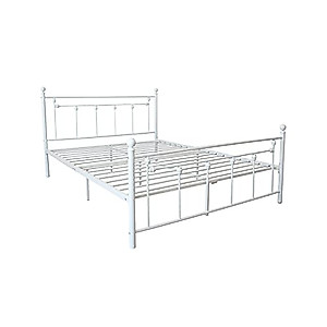 Anwickmak Twin Size Metal Bed Frame with Headboard and Footboard/No Box Spring Needed Mattress Foundation (White)