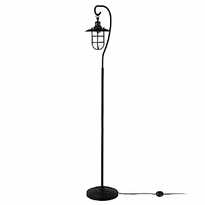 Bay Nautical Floor Lamp with Glass Shade in Blackened Bronze/Clear